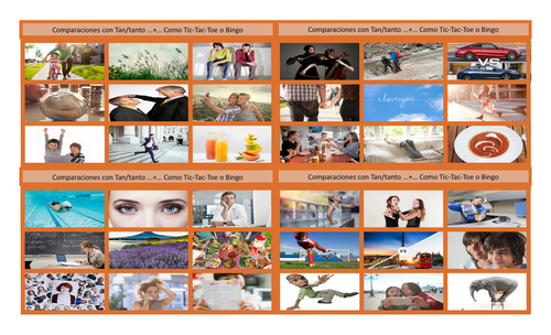 Comparisons with As …+… As Spanish Legal Size Photo Tic-Tac-Toe-Bingo ...