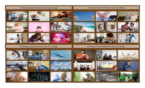 Future Perfect Tense Spanish Legal Size Photo Tic-Tac-Toe-Bingo Game ...