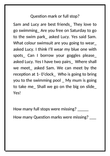 SPAG Planning, Full stops and Question marks | Teaching Resources