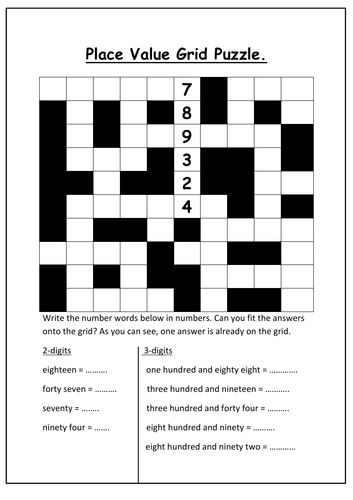 Place Value Grid Puzzle | Teaching Resources