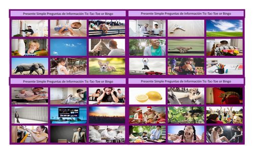 Present Simple Question Words Spanish Legal Size Photo Tic-Tac-Toe ...