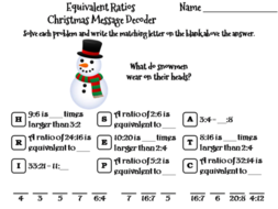 Equivalent Ratios Christmas Math Activity Message Decoder Teaching
