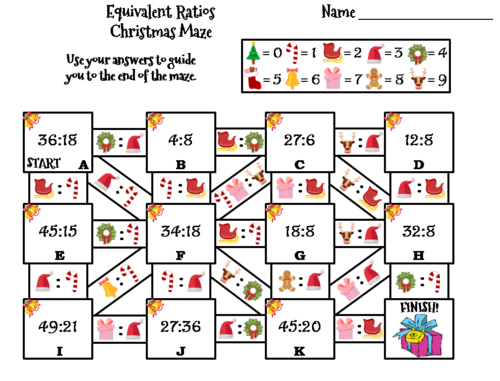 Equivalent Ratios Activity: Christmas Math Maze | Teaching Resources
