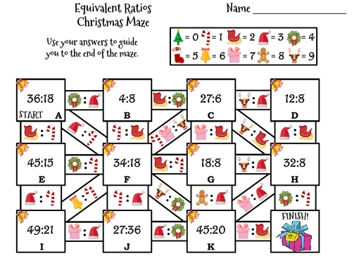 Equivalent Ratios Activity: Christmas Math Maze | Teaching Resources