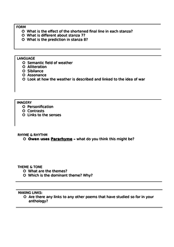 Resources for all poems in the AQA Poetry Anthology Power and Conflict ...