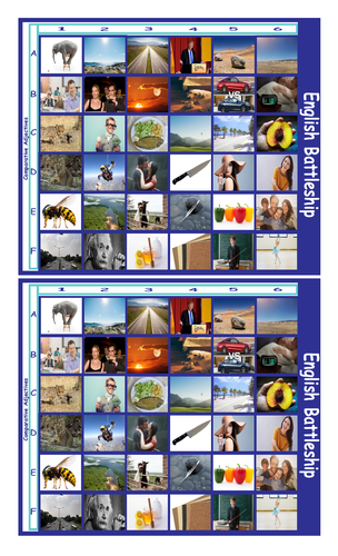 Comparative Adjectives Legal Size Photo Battleship Game | Teaching ...