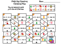 Solving Multi Step Equations Activity: Christmas Math Maze | Teaching ...