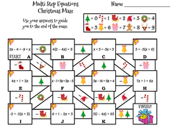 Solving Multi Step Equations Activity: Christmas Math Maze | Teaching ...