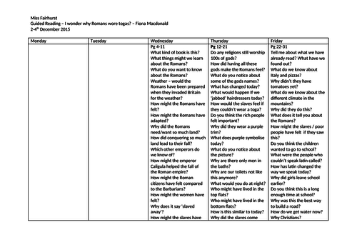 I wonder why Romans wore togas - Questions about the book | Teaching ...