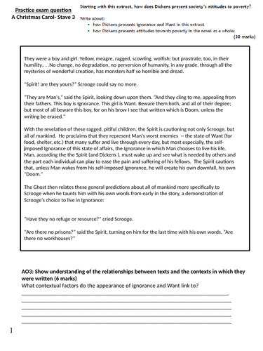 Stave 3- Ignorance and Want Practice question and answer plan. A ...