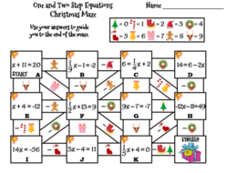 Solving One and Two Step Equations Activity: Christmas Math Maze ...
