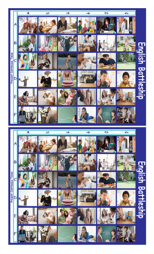 Present Continuous Tense Legal Size Photo Battleship Game | Teaching ...