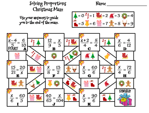 Proportions Activity: Christmas Math Maze | Teaching Resources