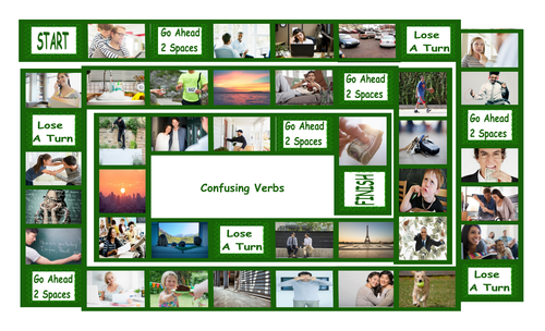 Confusing Verbs Legal Size Photo Board Game | Teaching Resources
