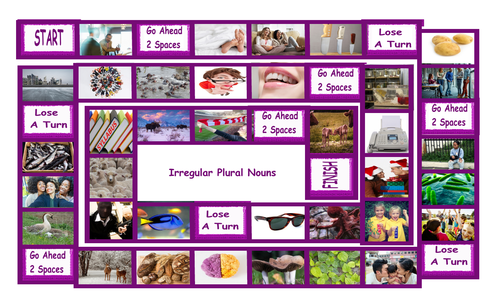 Irregular Plural Nouns Legal Size Photo Board Game | Teaching Resources