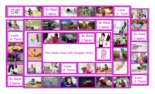 Past Simple Tense with Irregular Verbs Legal Size Photo Board Game ...