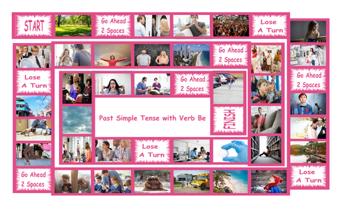Past Simple Tense with Verb Be Legal Size Photo Board Game | Teaching ...