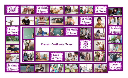 Present Continuous Tense Legal Size Photo Board Game | Teaching Resources