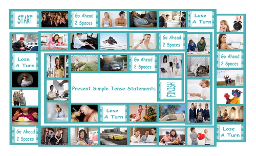 Present Simple Tense Statements Legal Size Photo Board Game | Teaching ...