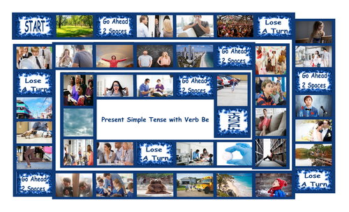Present Simple Tense with Verb Be Legal Size Photo Board Game ...