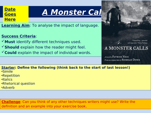 A Monster Calls - Analytical Essay | Teaching Resources