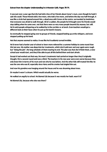 A Monster Calls - Analytical Essay | Teaching Resources