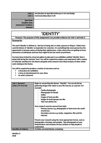 Pearson BTEC Art & Design Level 2 Approved Units 1 & 3 | Teaching Resources