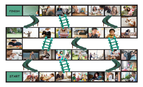 Present Continuous Tense Legal Size Photo Chutes and Ladders Game ...