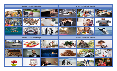 Adverbs Legal Size Photo Tic-Tac-Toe-Bingo Game | Teaching Resources
