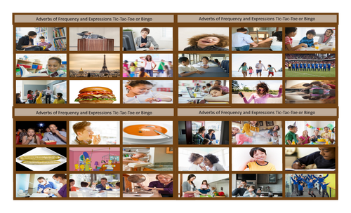 Adverbs of Frequency and Expressions Legal Size Photo Tic-Tac-Toe-Bingo ...