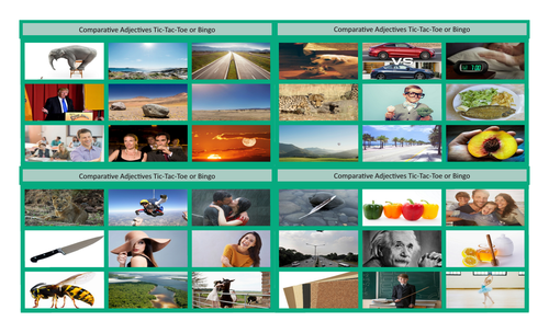 Comparative Adjectives Legal Size Photo Tic-Tac-Toe-Bingo Game ...