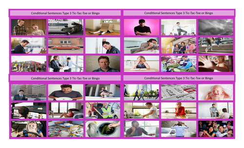 Conditional Sentences Type 3 Legal Size Photo Tic-Tac-Toe-Bingo Game ...