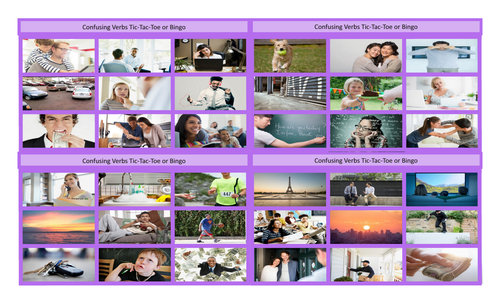 Confusing Verbs Legal Size Photo Tic-Tac-Toe-Bingo Game | Teaching ...