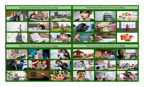 Passive versus Active Voice Legal Size Photo Tic-Tac-Toe-Bingo Game ...