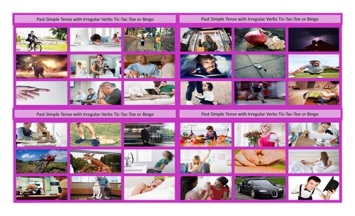 Past Simple Tense with Irregular Verbs Legal Size Photo Tic-Tac-Toe ...