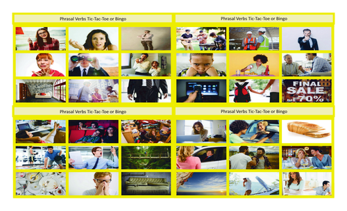 Phrasal Verbs Legal Size Photo Tic-Tac-Toe-Bingo Game | Teaching Resources