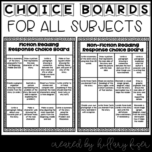 Choice Boards | Teaching Resources