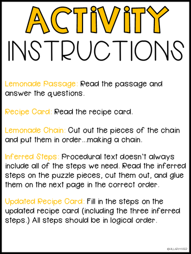 Procedural Text (Lemonade Themed) | Teaching Resources