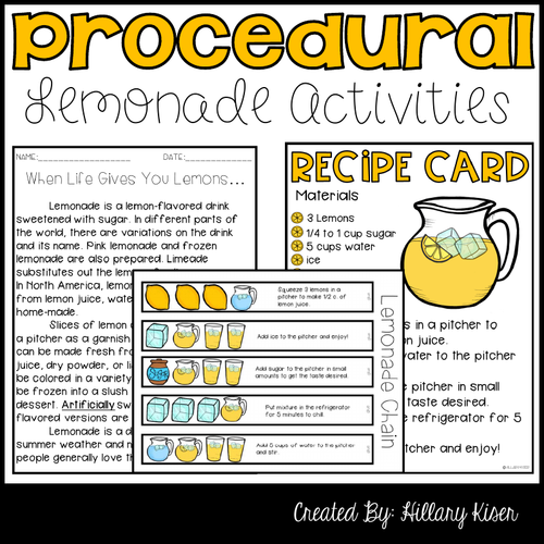 Procedural Text (Lemonade Themed) | Teaching Resources