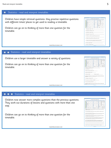 Year 5-Statistics - Week 2 - Block 3 Differentiated Worksheets- White ...