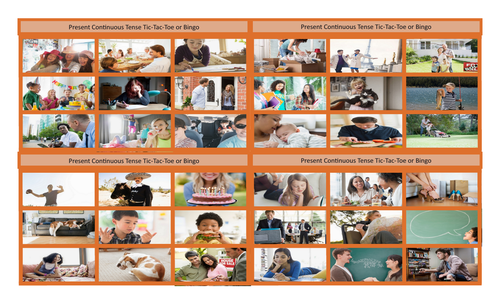 Present Continuous Tense Legal Size Photo Tic-Tac-Toe-Bingo Game ...