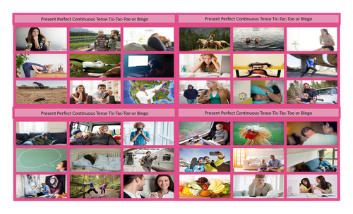 Present Perfect Continuous Tense Legal Size Photo Tic-Tac-Toe-Bingo ...