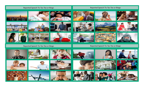 Reported Speech Legal Size Photo Tic-Tac-Toe-Bingo Game | Teaching ...