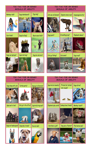 Ability Modals Legal Size Photo Tic-Tac-Toe-Bingo Game | Teaching Resources