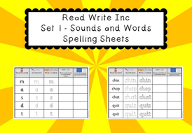 Phonics Read Write Inc Set 1 - Sounds and Words Spelling Sheets ...