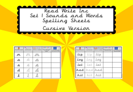 Phonics Read Write Inc Set 1 - Sounds and Words Spelling Sheets ...