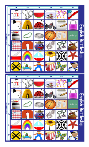 Compound Nouns Legal Size Photo Battleship Game | Teaching Resources
