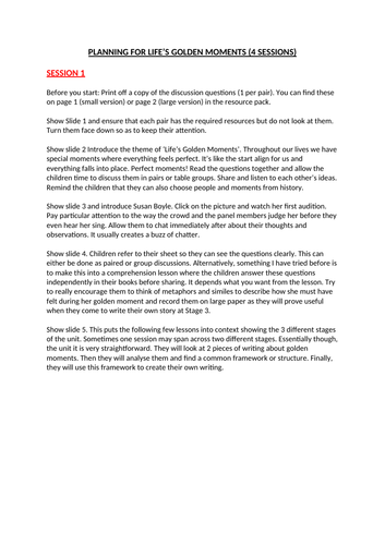 KS2 WRITING PACK 3: LIFE'S GOLDEN MOMENTS - Autobiographical writing ...