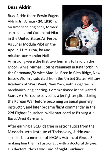 Buzz Aldrin Handout | Teaching Resources