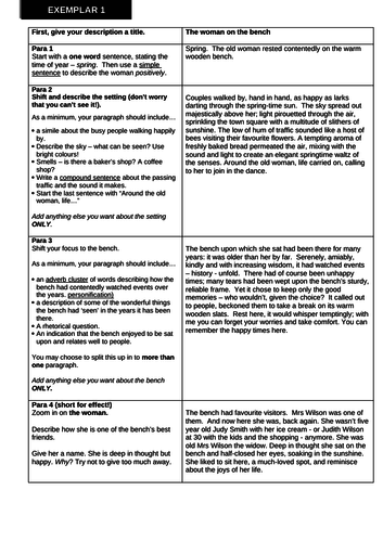 2 GCSE English Language 9-1 Scaffolded Descriptive Writing - Whole Text ...